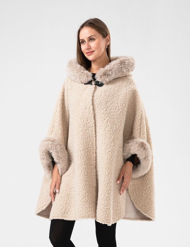 Sherpa Cape With Hoodie | Rose Club | The Butterfly Boutique
